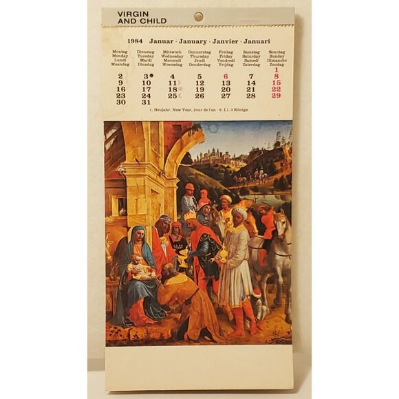 Office | 1984 Postcard Calendar Set Virgin And Child Catholic Reuse 240 ...